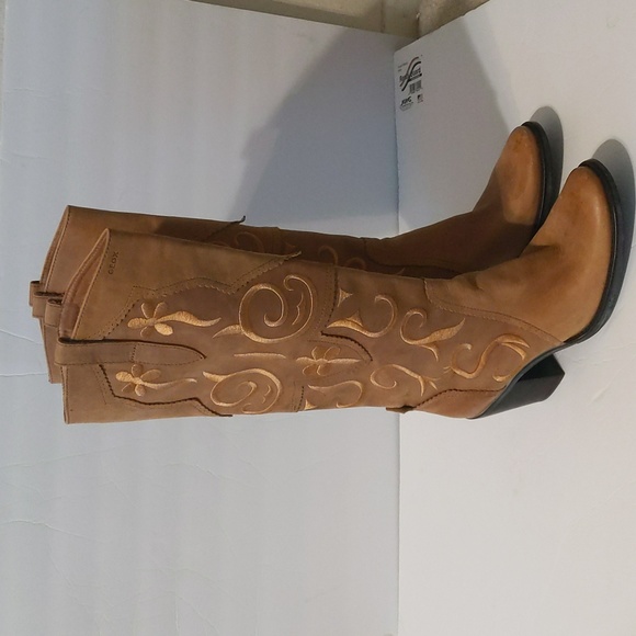 Geox | Shoes | Geox Womens Leather Embroidered Tall Boots | Poshmark